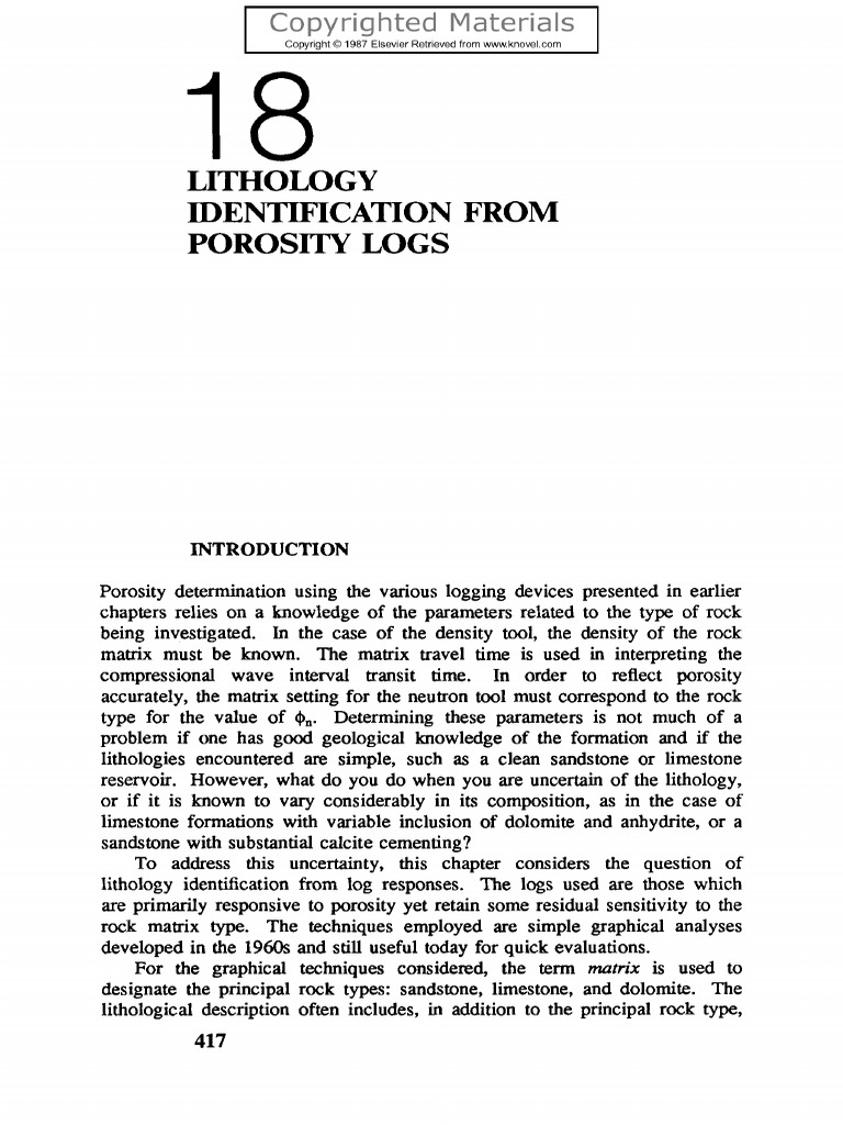 Lithology Identification From Porosity Logs | PDF | Porosity | Sandstone