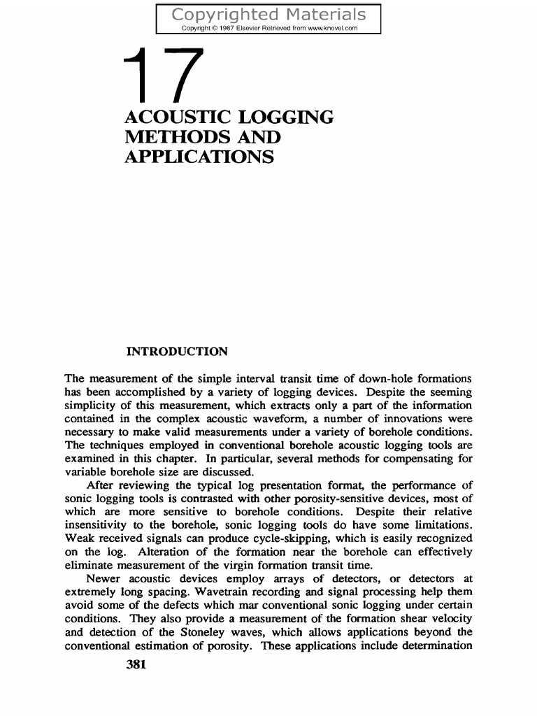 Acoustic Logging Techniques Overview | PDF | Strength Of Materials ...