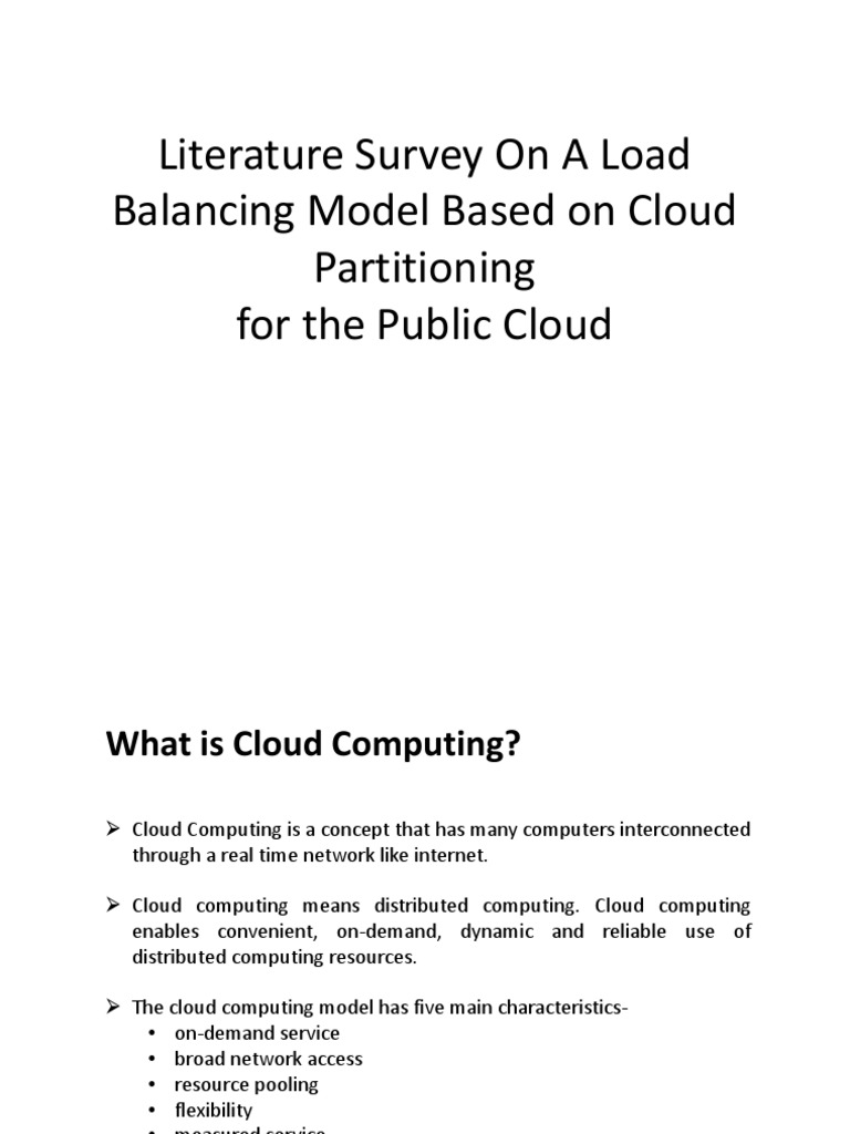 Literature Survey On A Load Balancing Model Based Pdf Load Balancing Computing Cloud