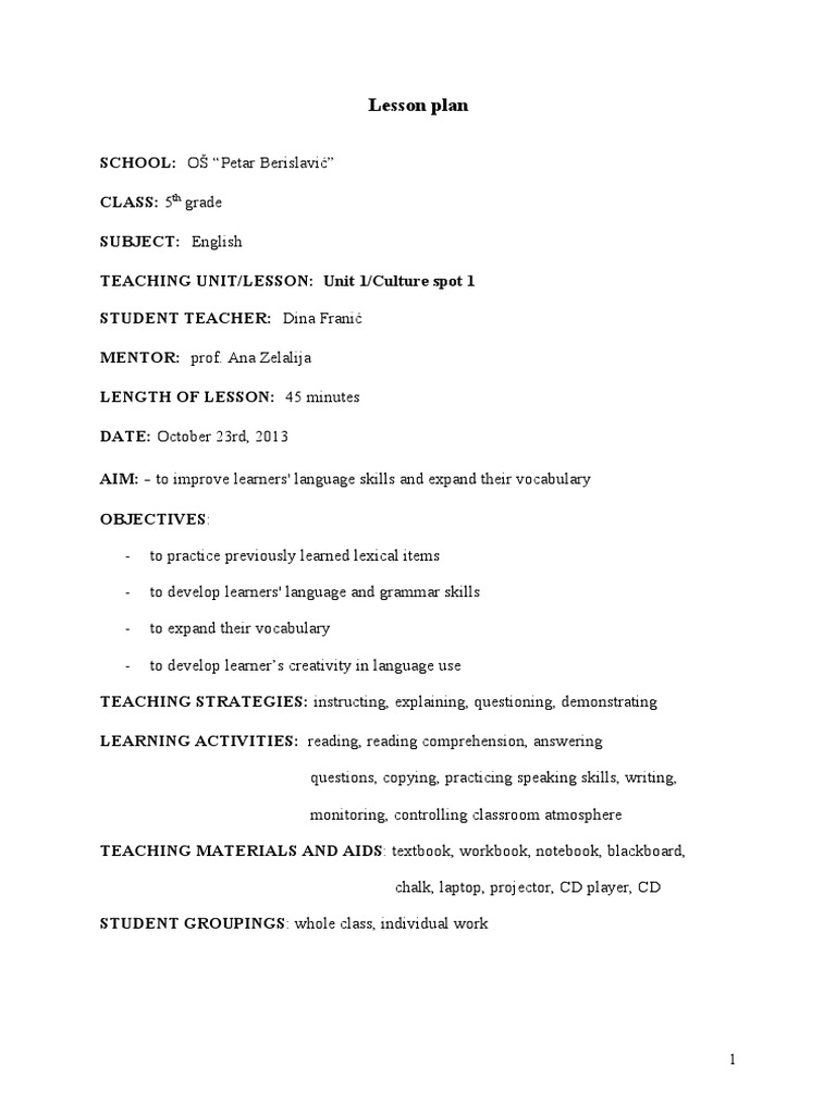 Great Britain Lesson Plan | PDF | Lesson Plan | Sharing