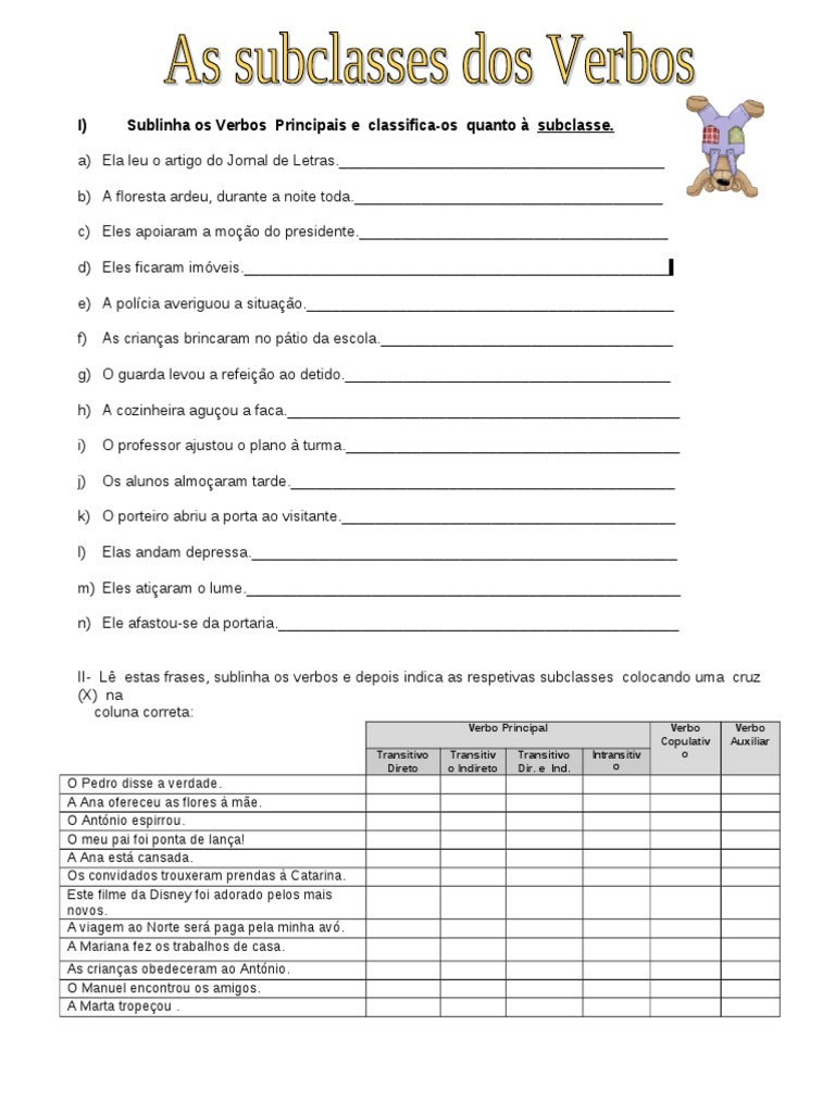 Subclasses Dos Verbos | PDF