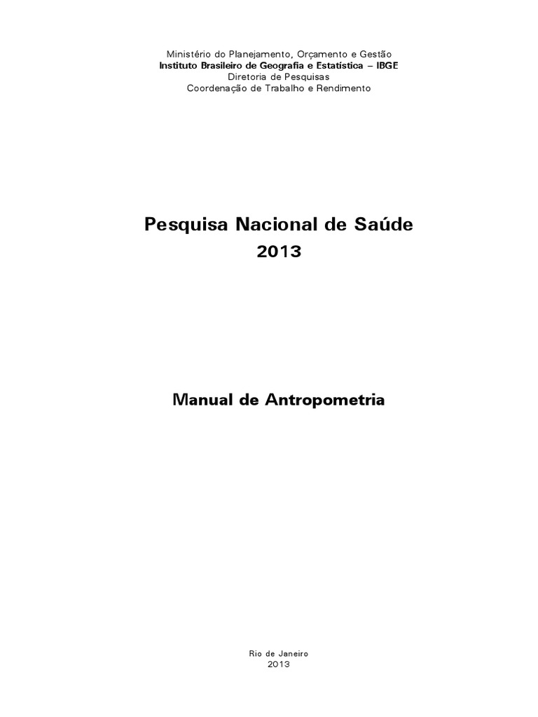 Manual De Antropometria Pdf Antropometria Pressão