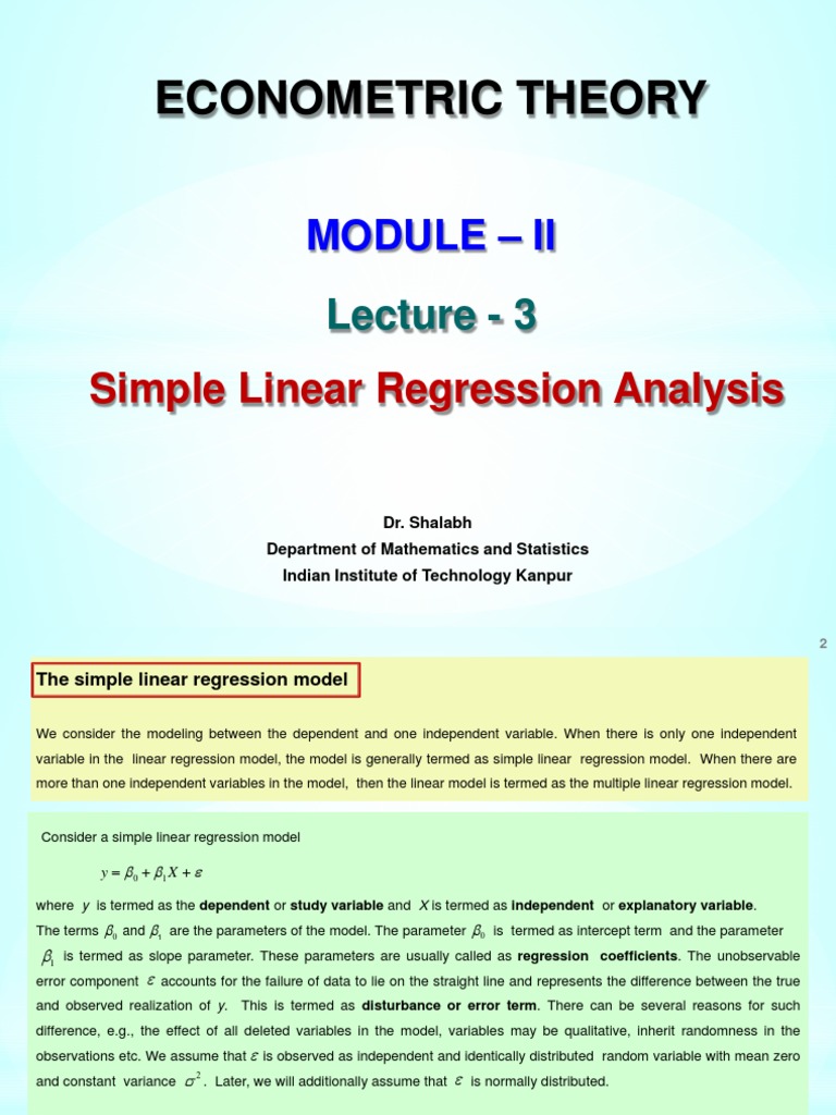 Lecture3 Module2 Econometrics | Download Free PDF | Ordinary Least ...
