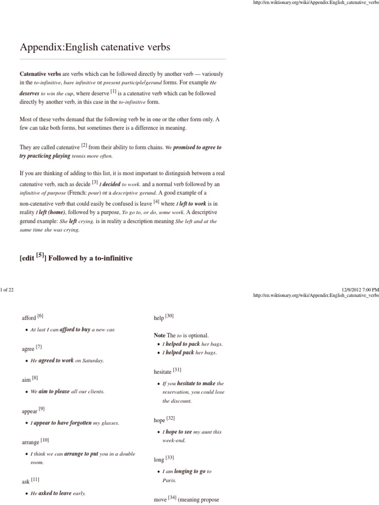 Catenative Verbs List | Verb | Language Mechanics