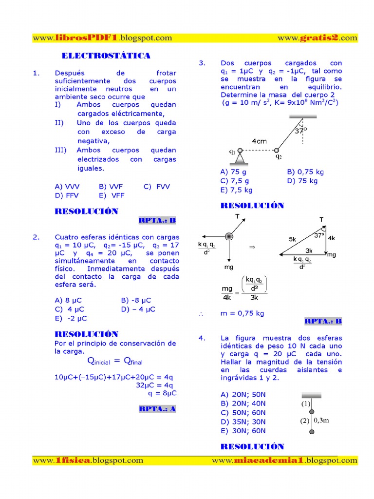 Electrostatica Ejercicios Resueltos | PDF