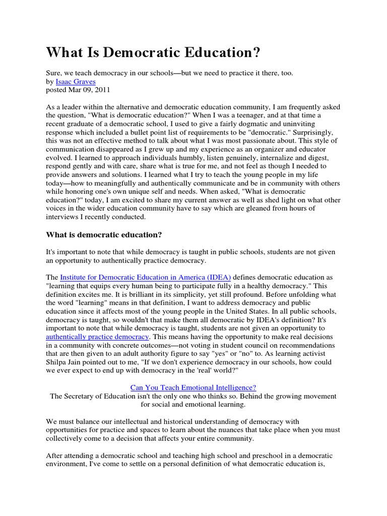 Understanding Democratic Education | PDF | Democracy | Political Ideologies