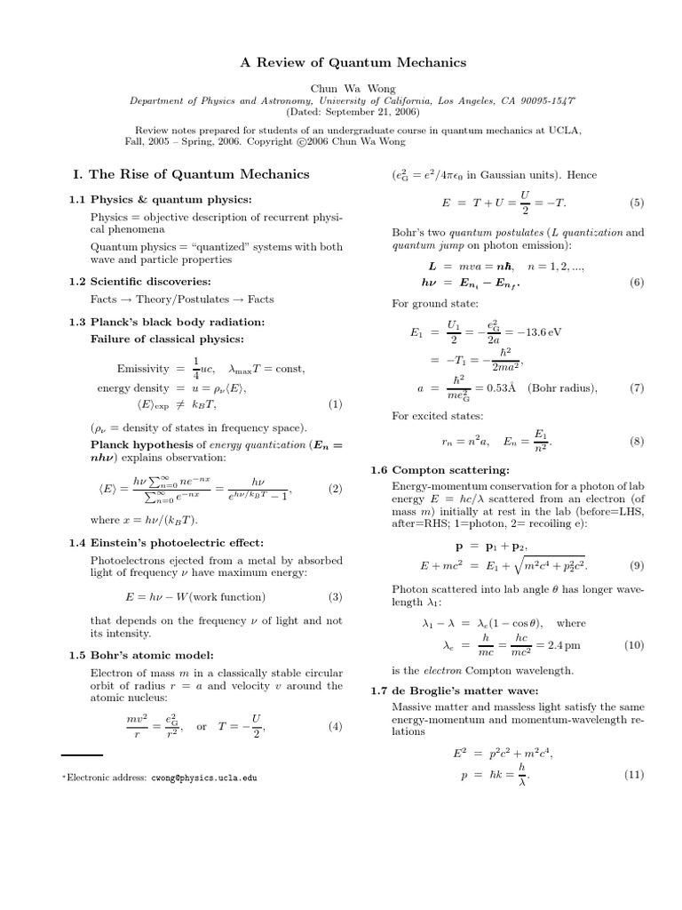 Chun Wa Wong Quantum Mech RVW 2 | PDF | Quantum Tunnelling | Waves