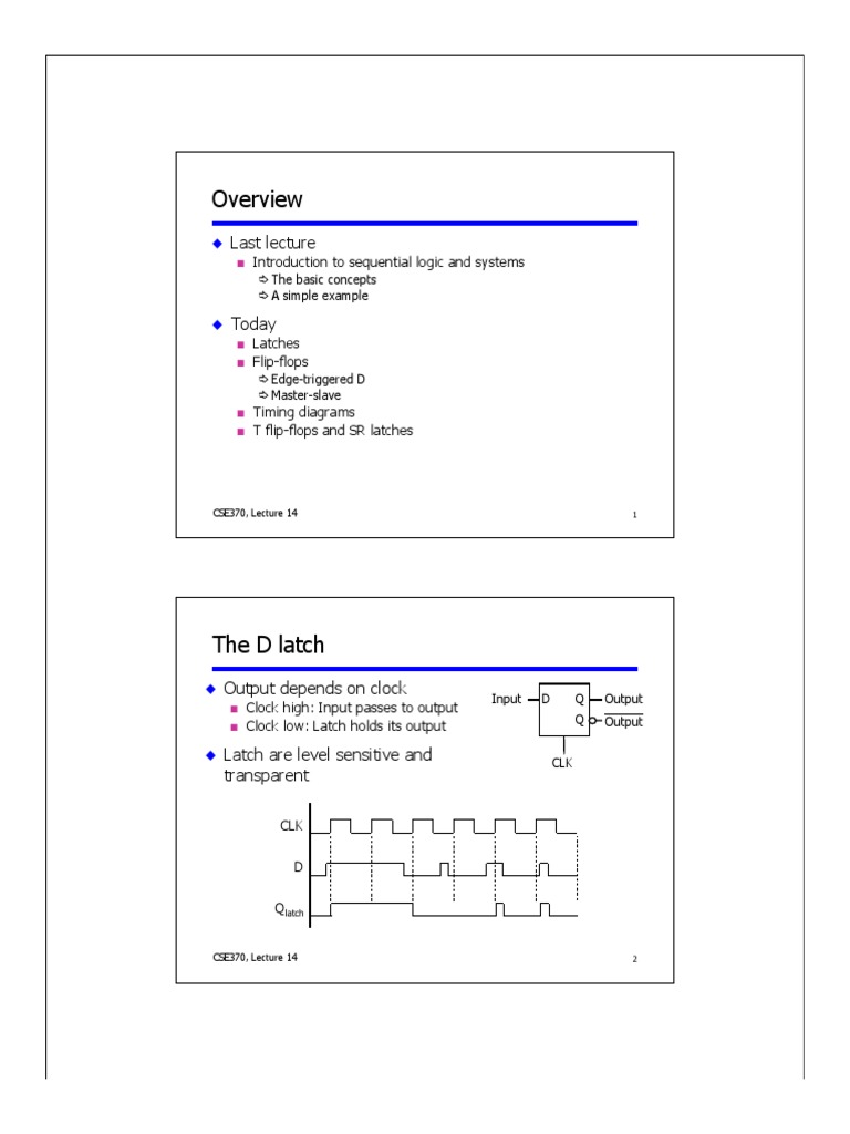 Last Lecture: Introduction To Sequential Logic and Systems | PDF | Electrical Circuits ...