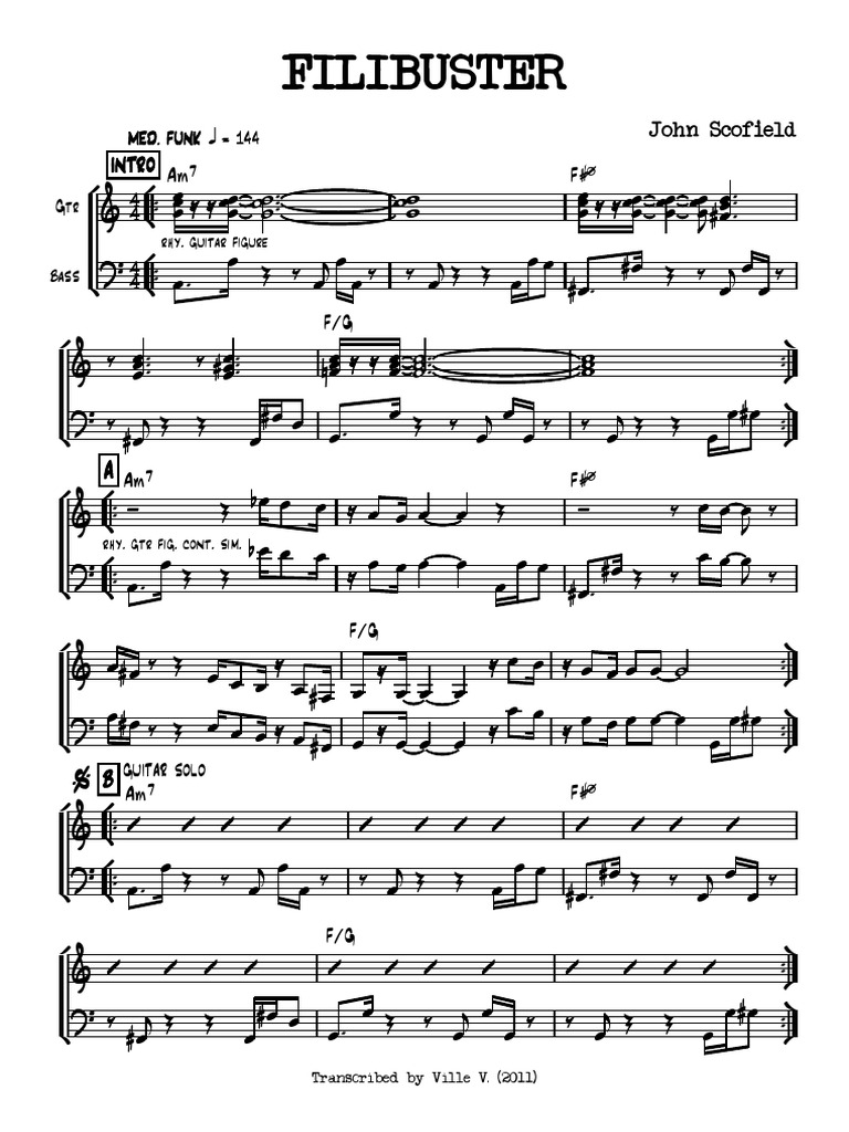 John Scofield - Filibuster | PDF | Music Performance | Performing Arts