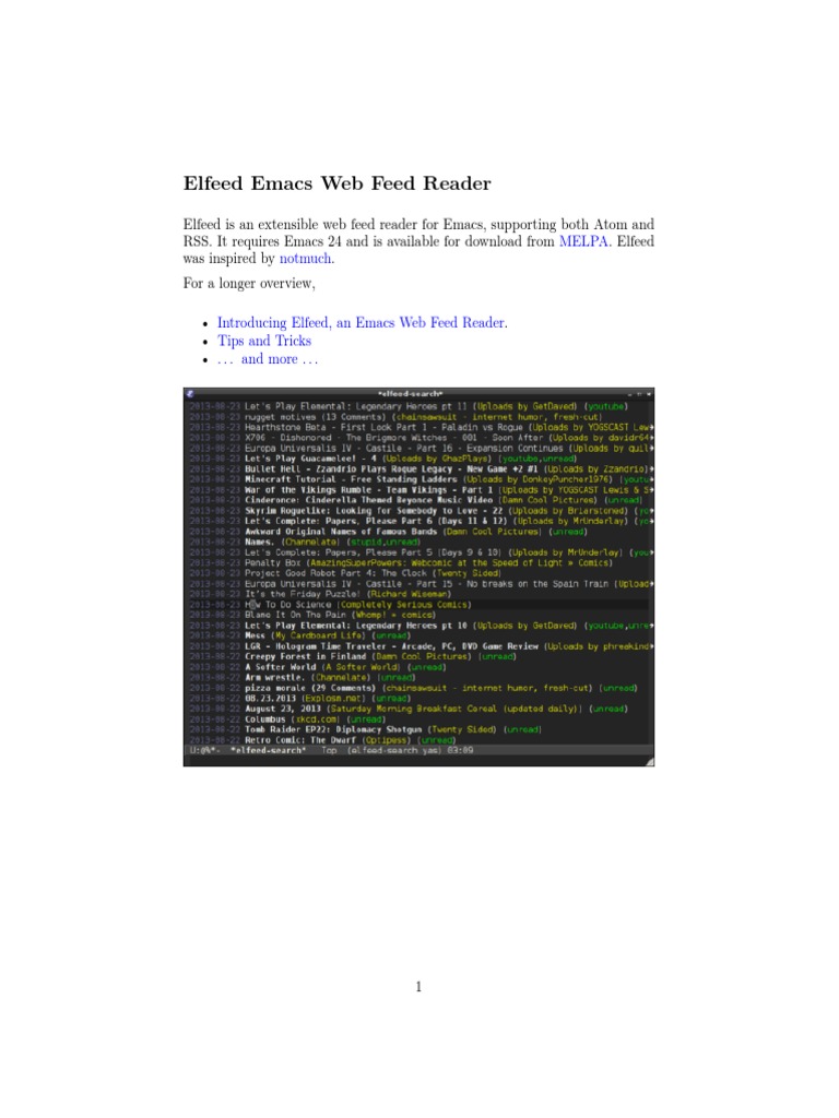 Elfeed Manual | Download Free PDF | Tag (Metadata) | Application Programming Interface