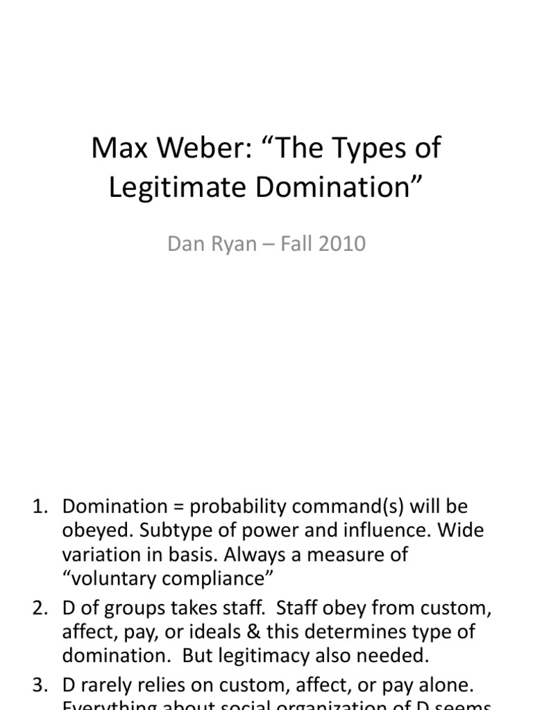 Three Types of Legitimate Domination | PDF | Max Weber | Legitimacy ...