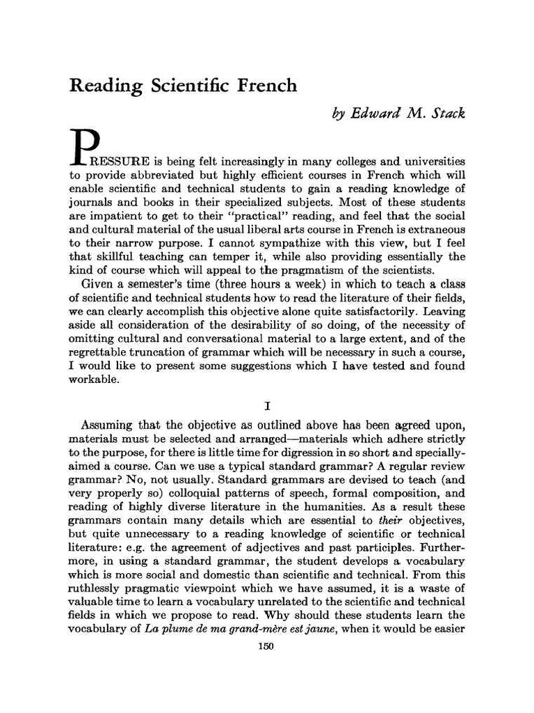 Reading Scientific French (1955) | PDF | Grammatical Tense | Verb