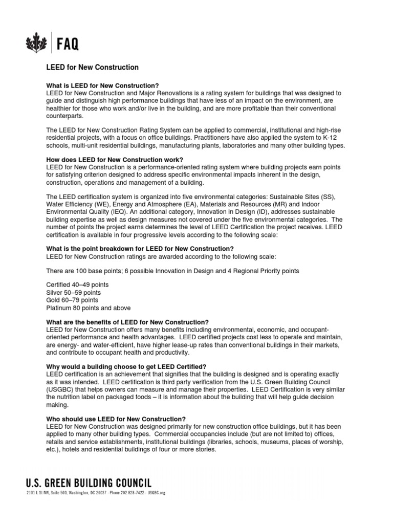 LEED New Construction Guide | PDF | Leadership In Energy And ...