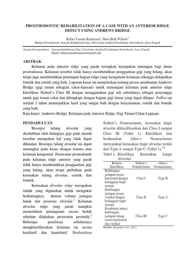 Prosthodontic Rehabilitation of A Case With An Anterior Ridge Defect ...