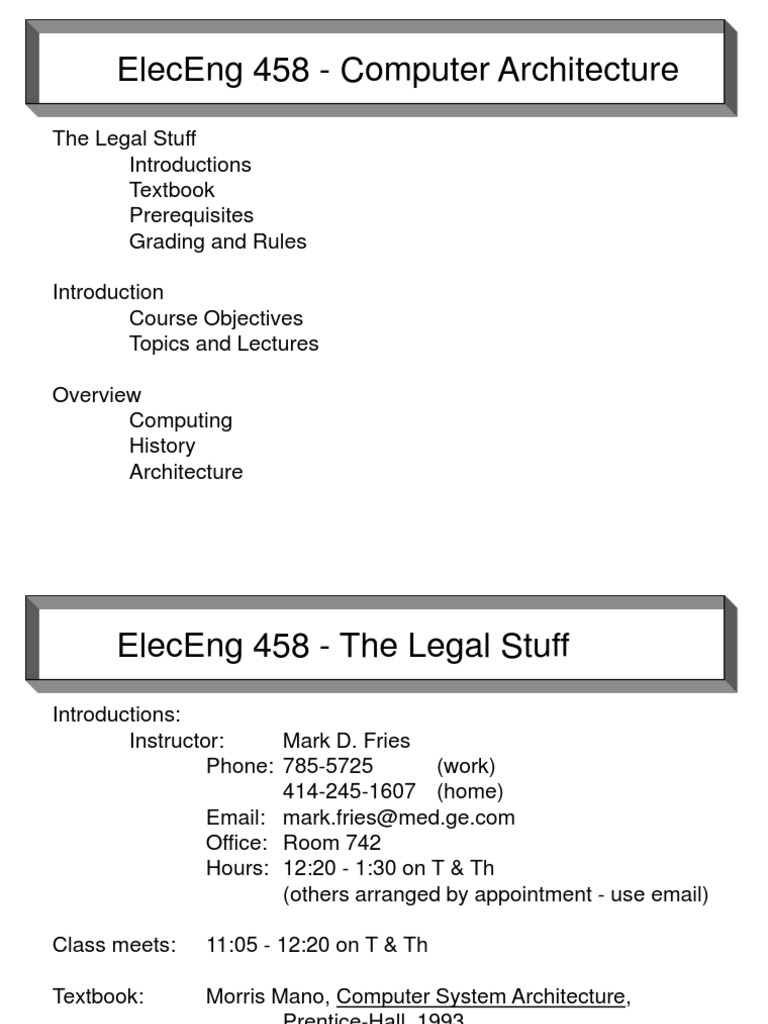 Eleceng 458 - Computer Architecture | Download Free PDF | Central Processing Unit | Instruction Set