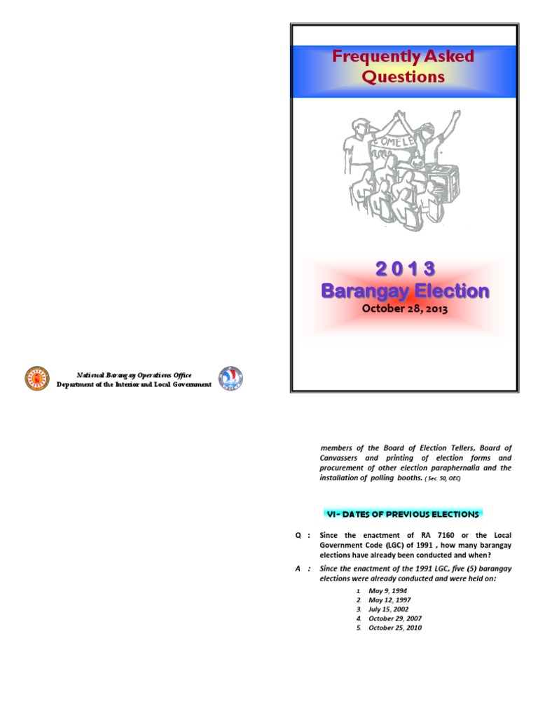 2013 Barangay Election Guidelines | PDF | Commission On Elections ...