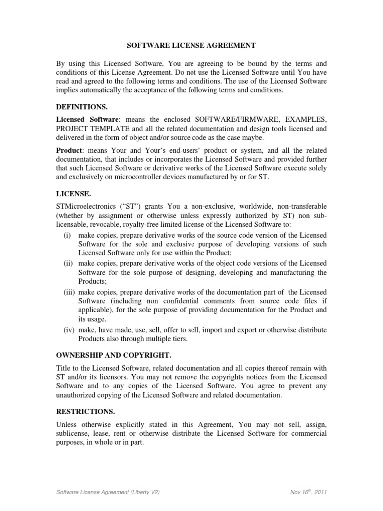 MCD-ST Liberty SW License Agreement V2 | PDF | License | Damages