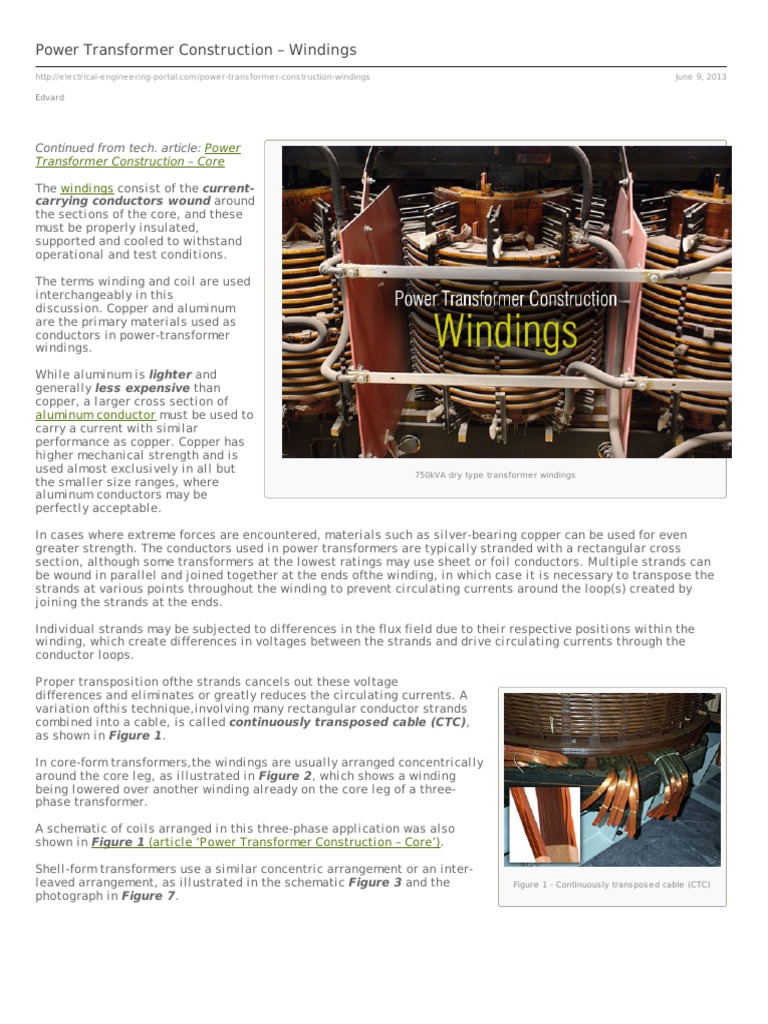 Power Transformer Winding Types Explained | PDF | Transformer | Components