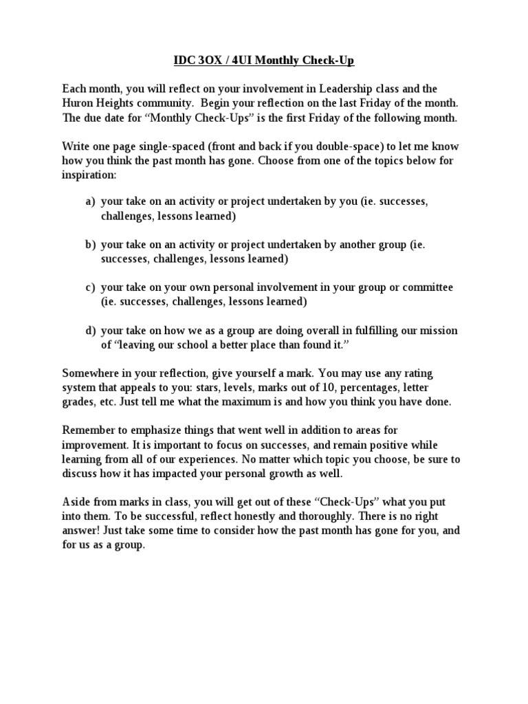 Monthly Leadership Reflection Guide | PDF