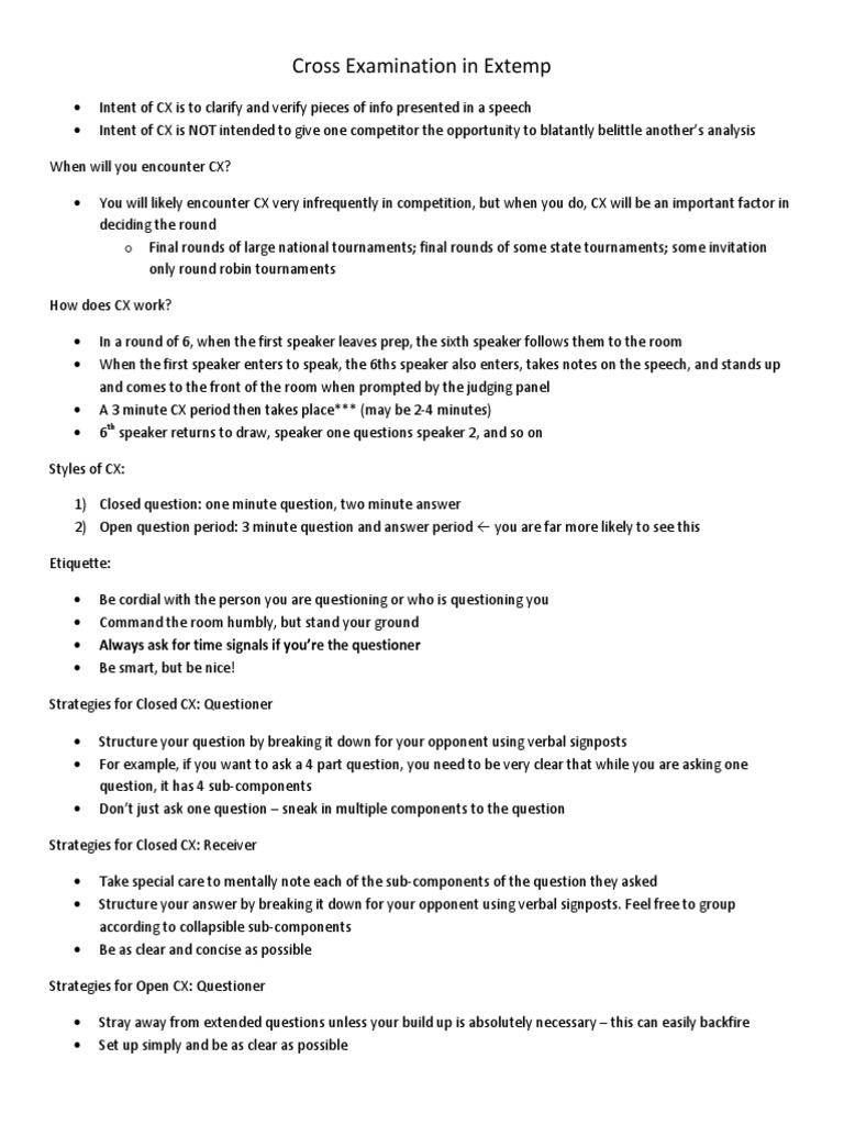 Cross Examination in Extemp | PDF