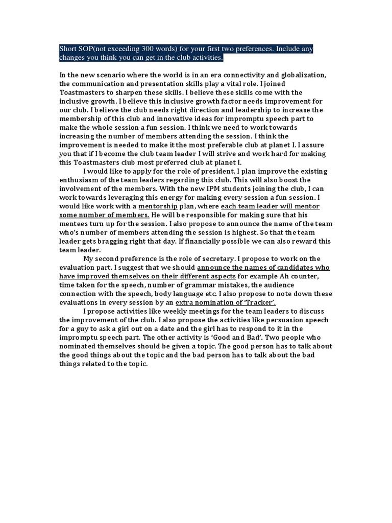 Short Sample SOP | PDF