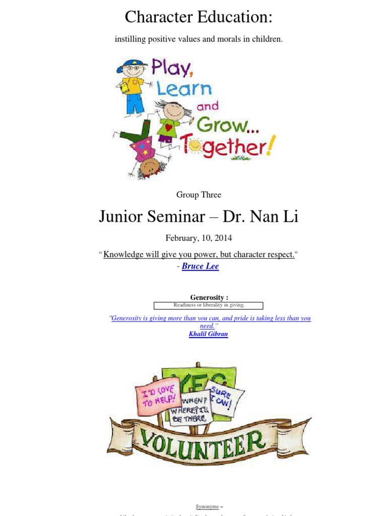 Character Education | PDF | Learning | Teachers