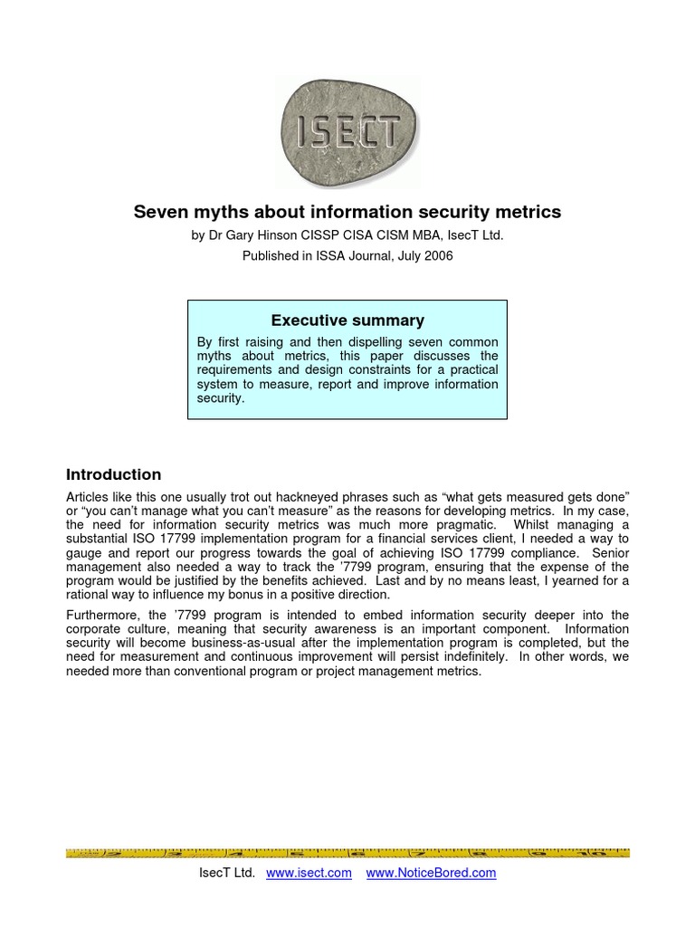 7 Myths of Infosec Metrics | PDF | Information Security | Risk