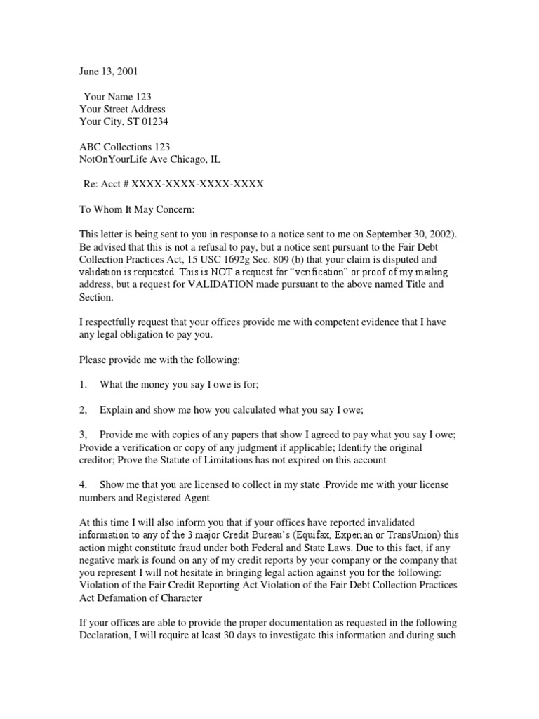 Debt Verification Request Letter | PDF | Collection Agency | Common Law