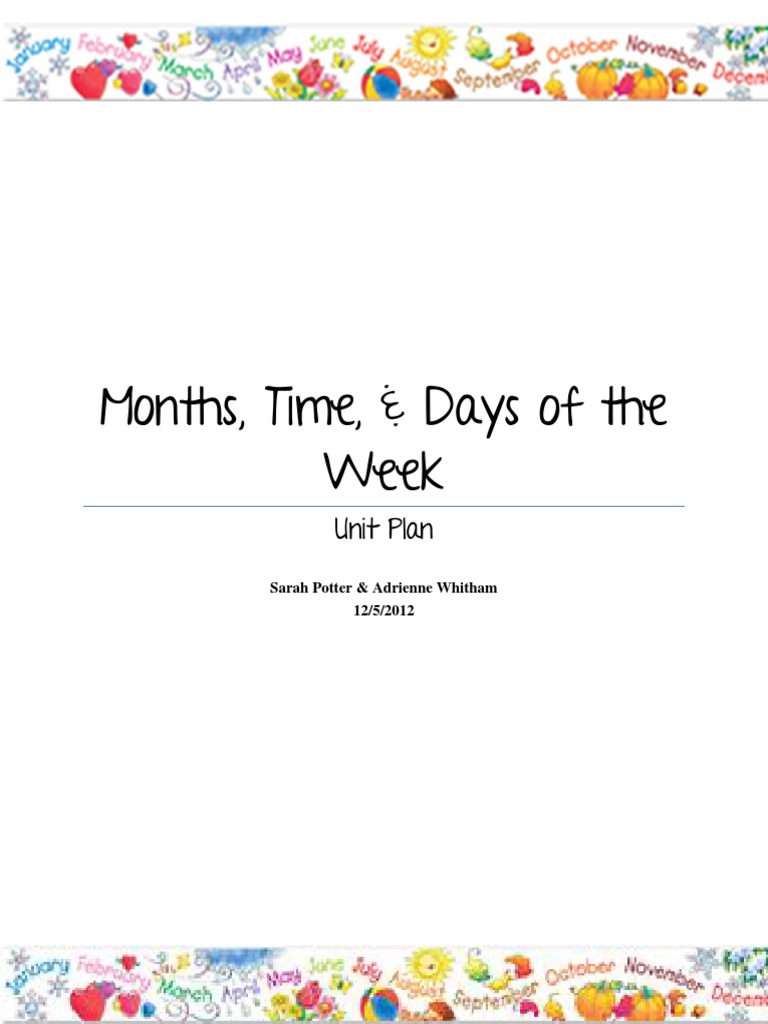 Months, Time, & Days of The Week: Unit Plan | Download Free PDF ...