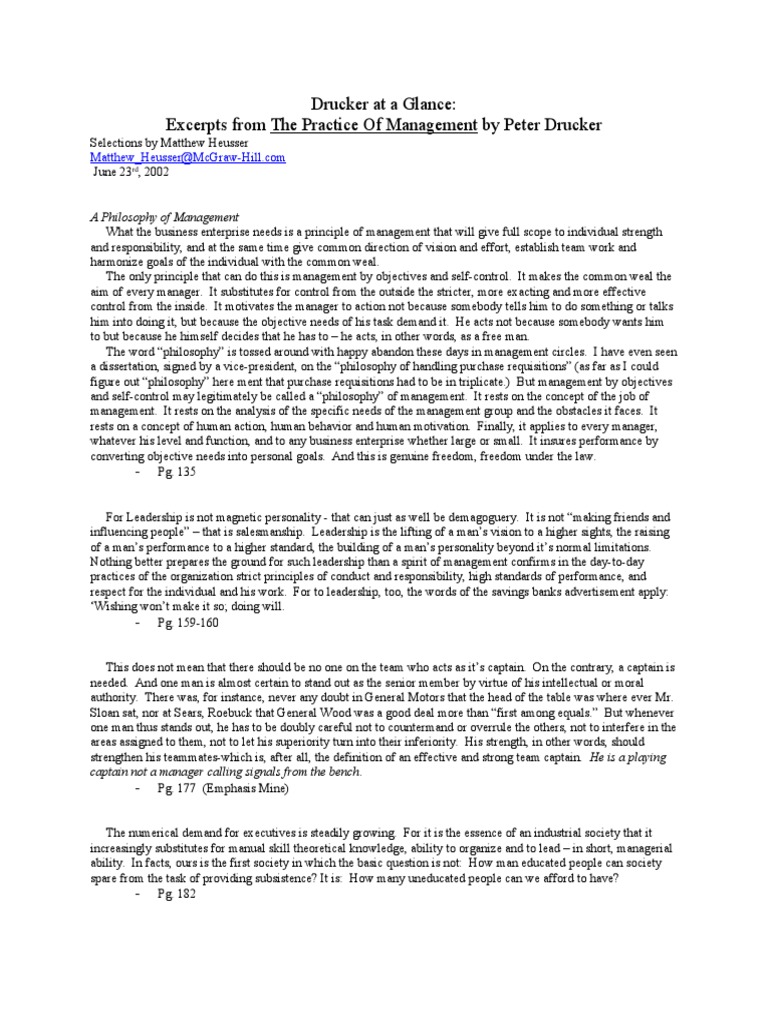 Drucker at A Glance | PDF | Integrity | Psychological Concepts