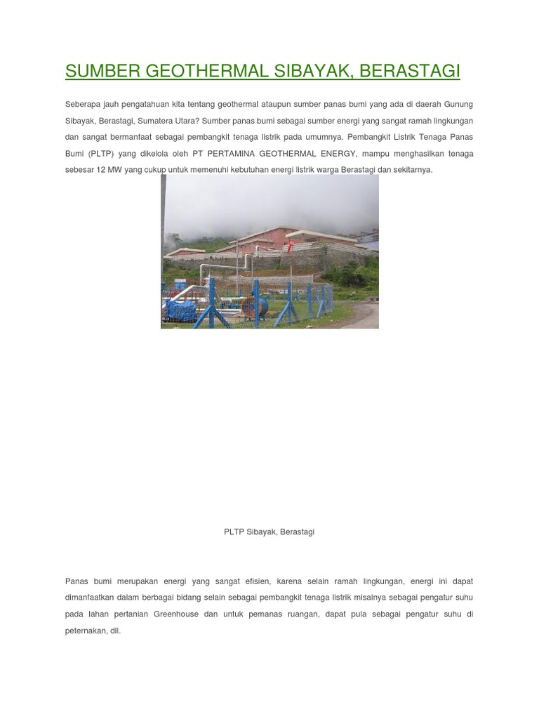 Sumber Geothermal Sibayak | PDF | Sains & Matematika