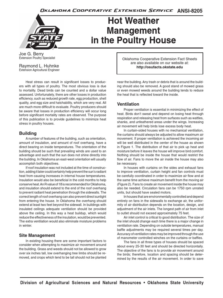 Hot Weather Management in The Poultry House: Joe G. Berry Raymond L ...