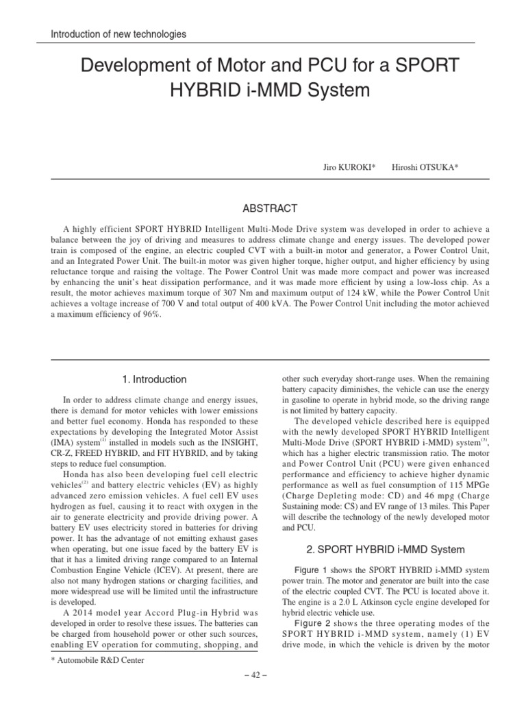 Development of Motor and PCU For A SPORT HYBRID I-MMD System | PDF ...