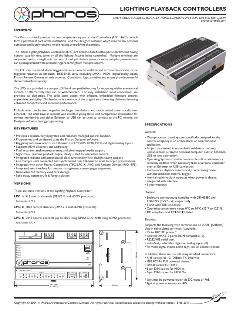 Pharos LPC Datasheet | PDF