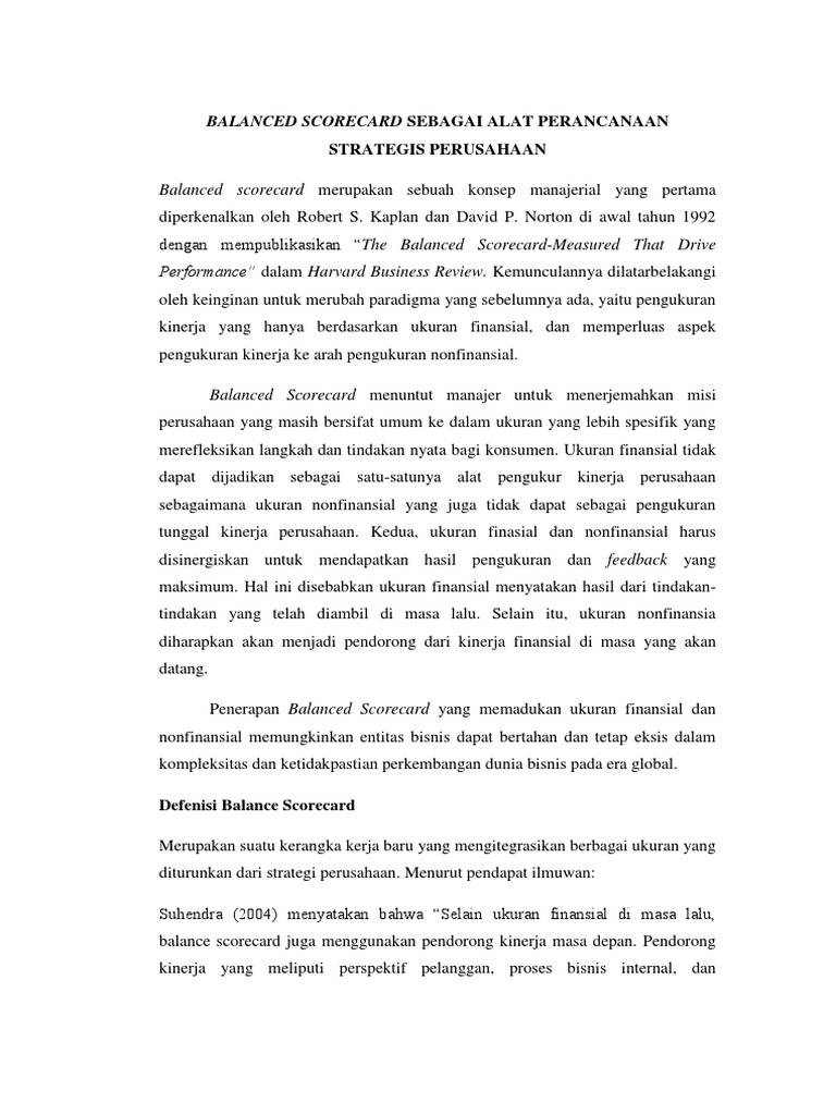 Resume Balanced Scorecard | PDF | Bisnis