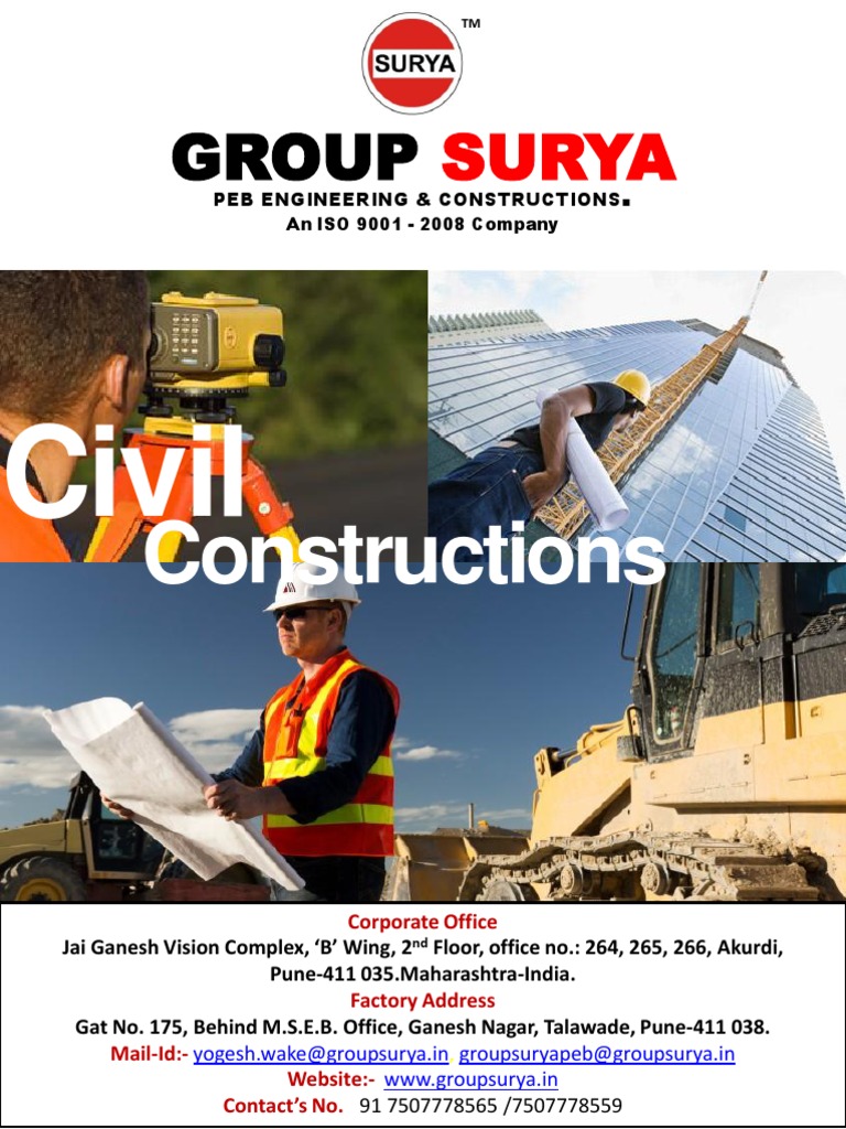 Presentation of Group Surya PEB Engineering & Constructions Civil | PDF