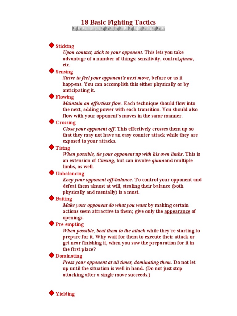 18 Basic Fighting Tactics | PDF | Sports | Leisure