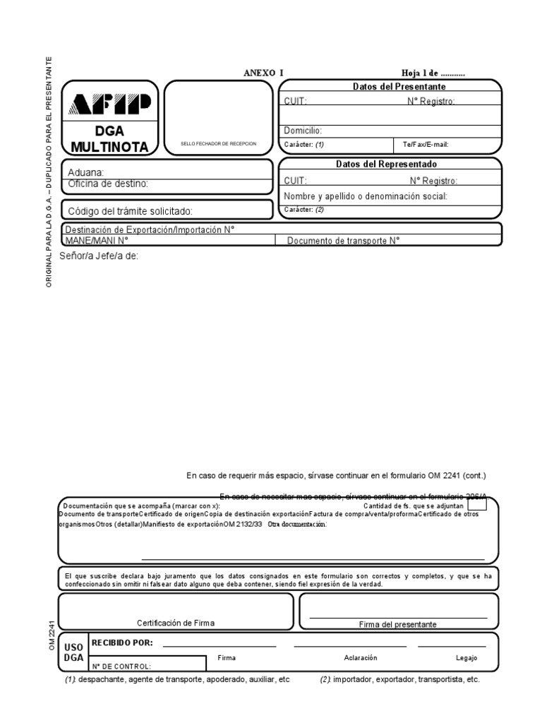 Form 2241 Dga Multinota | PDF | Finanzas y dinero