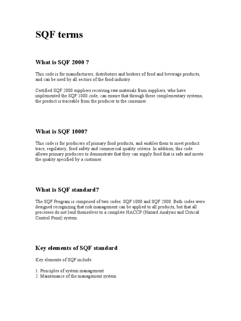 What Is SQF 2000 ? | PDF