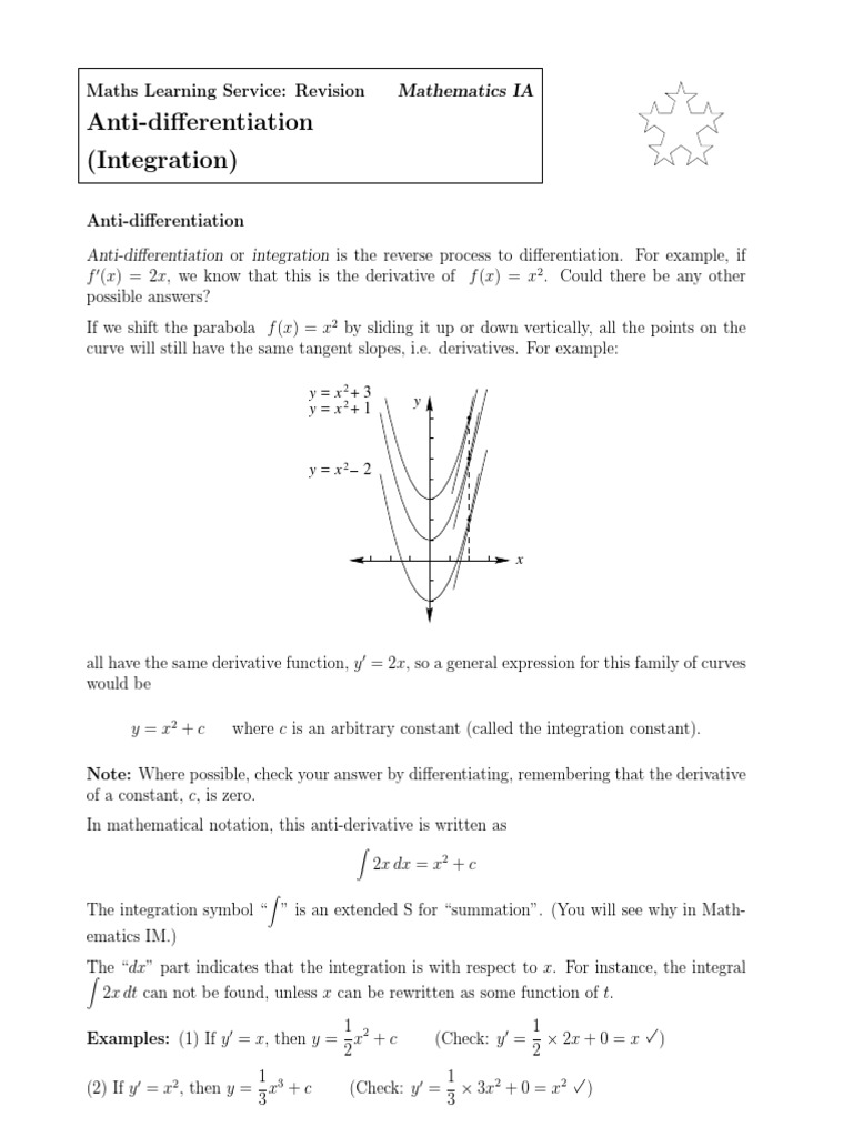 Anti-Differentiation (Integration) : y X + y X + y | PDF | Integral ...