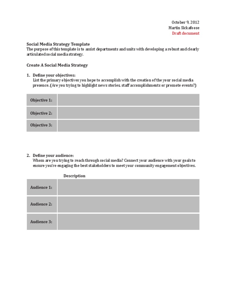 Social Media Strategy Template Guide | PDF | Social Media | Popular ...
