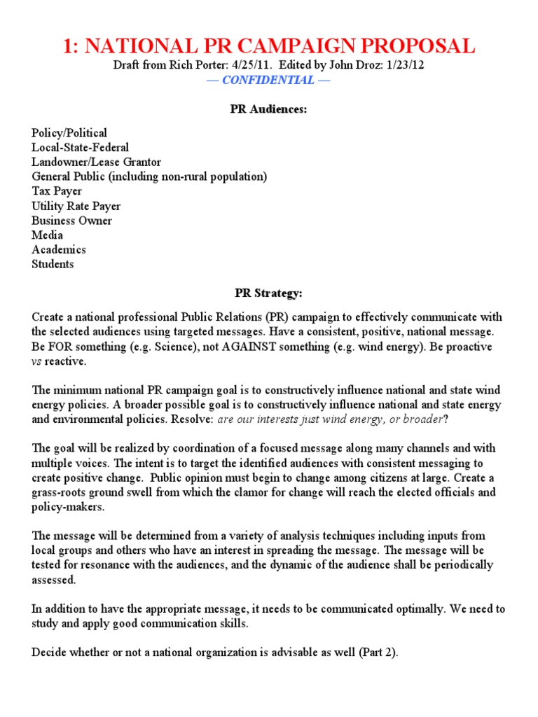National PR Campaign Proposal | PDF | Nature