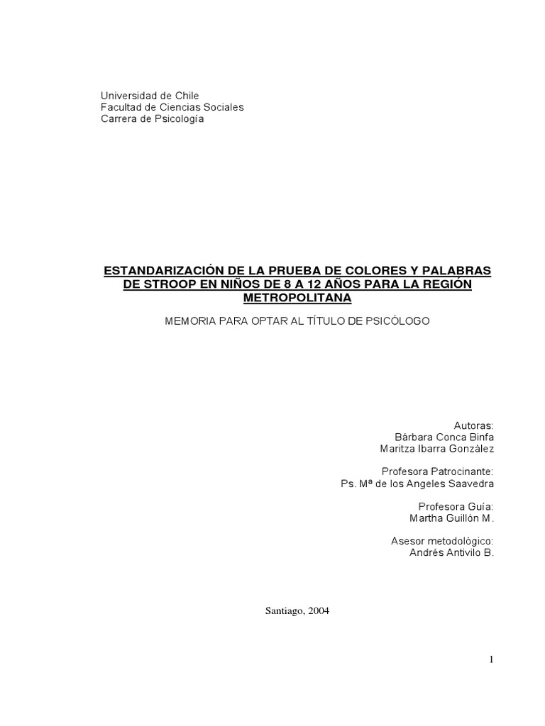 Stroop PDF | PDF | Atención | Funciones ejecutivas