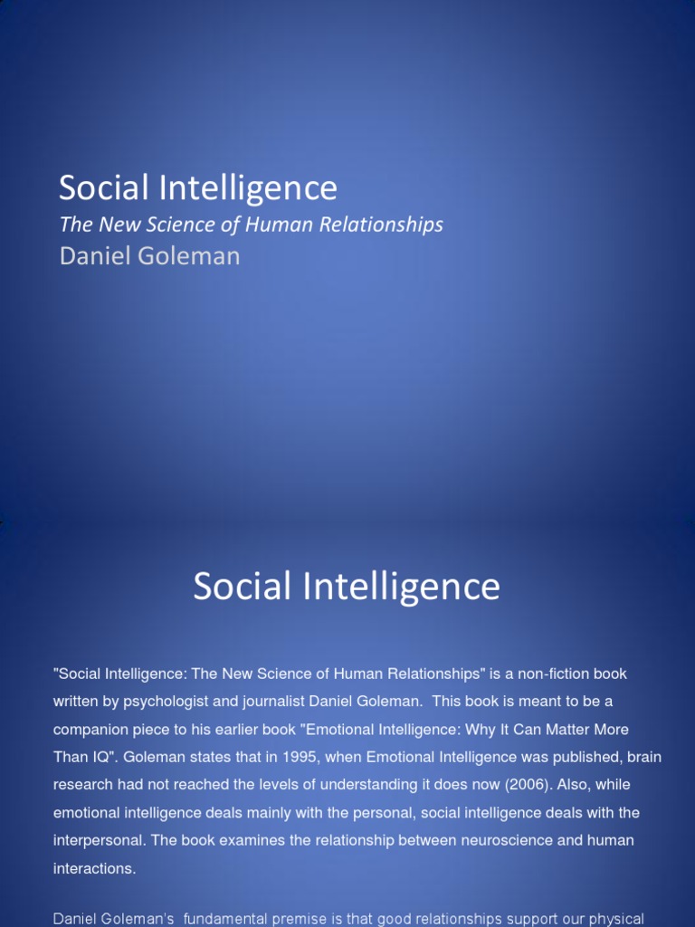 Social Intelligence | PDF | Attachment Theory | Interpersonal Relationships
