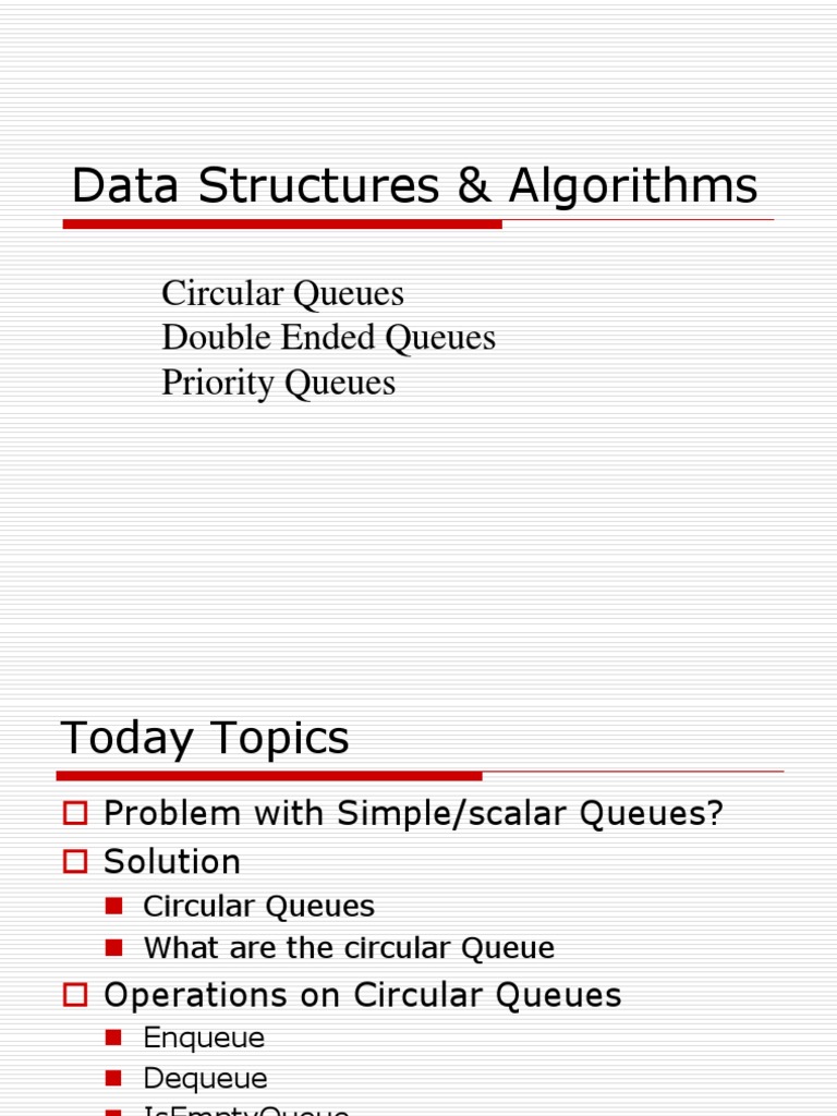 Circular, Double-Ended & Priority Queues | PDF | Queue (Abstract Data ...