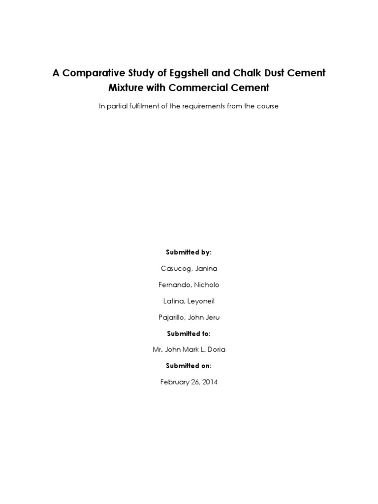 Final Investigatory Project Paper 2014 | PDF | Plaster | Cement