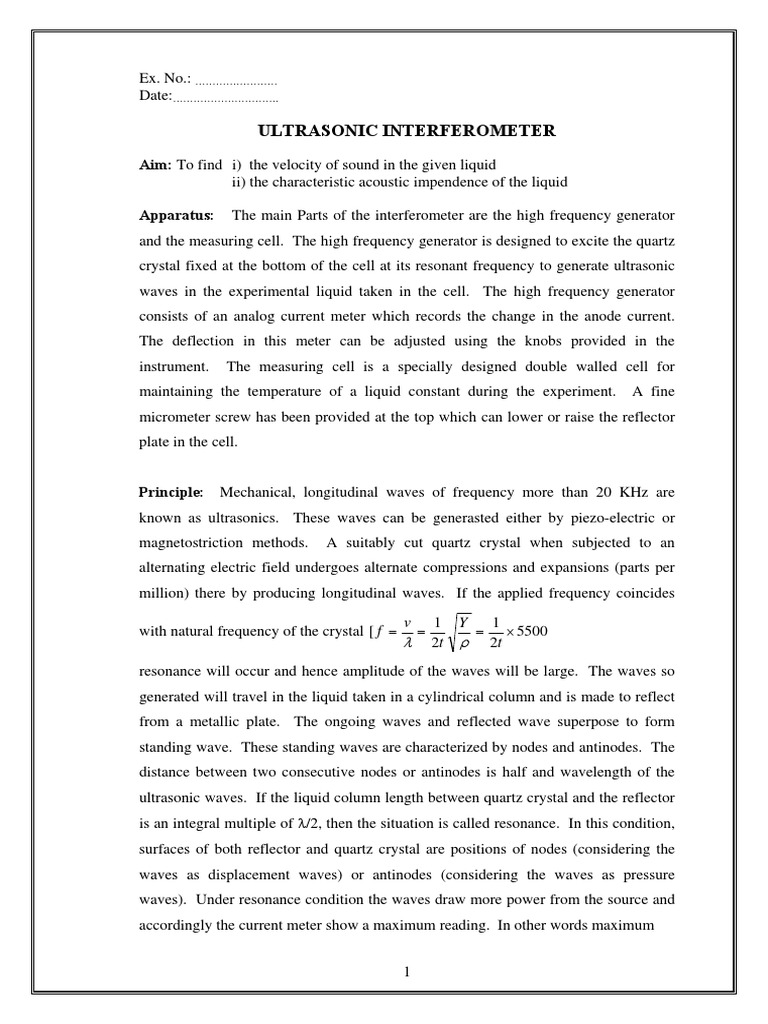 Ultrasonic Interferometer | PDF | Rectifier | P–N Junction