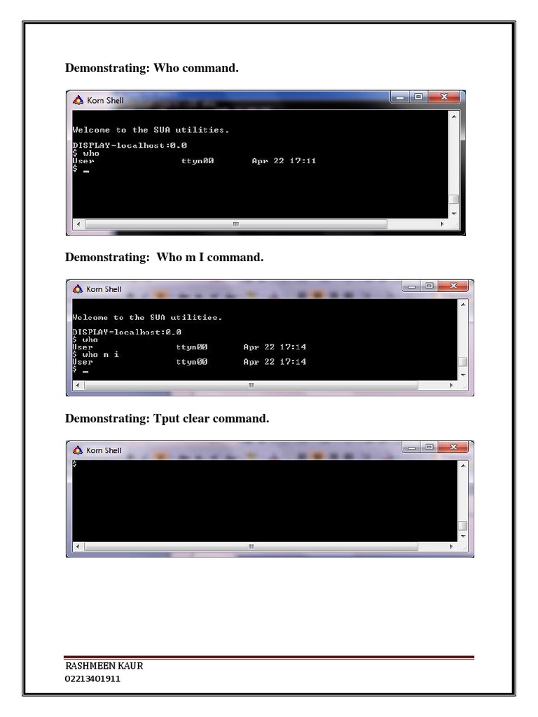 Demonstrating: Who Command.: Rashmeen Kaur 02213401911 | PDF | Space ...