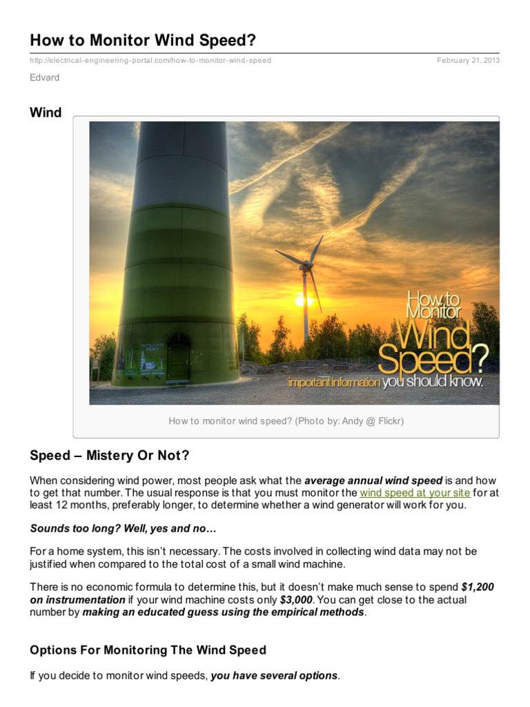Home Wind Speed Monitoring Guide | PDF | Wind Power | Wind Speed