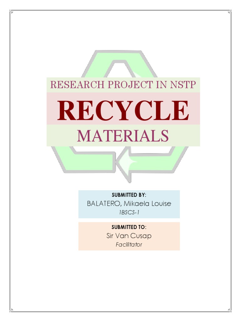 NSTP ResearchProject | PDF | Recycling | Environment